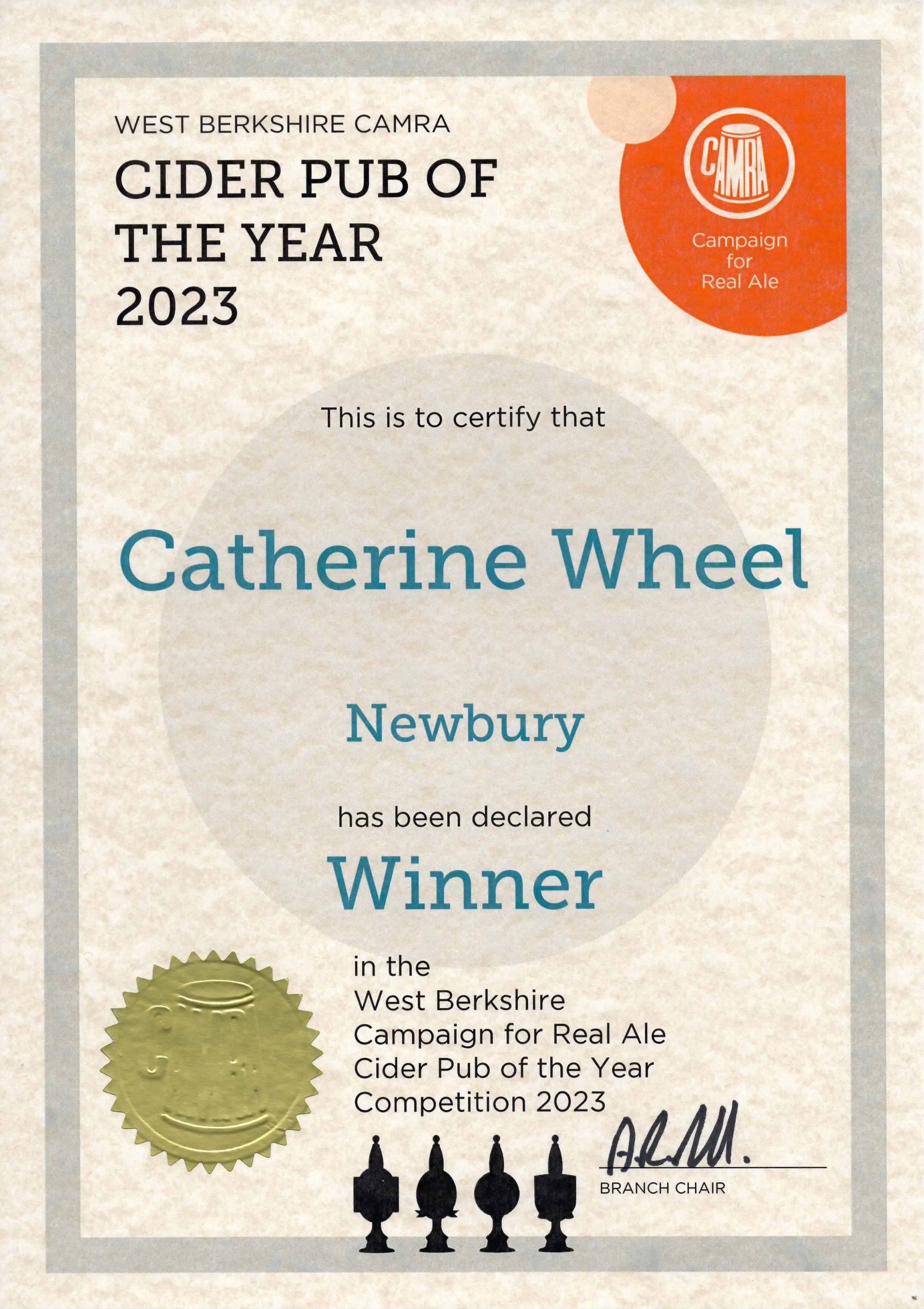 Cider POTY 2023: Catherine Wheel - West Berkshire CAMRA